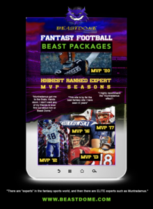FANTASY FOOTBALL BEAST DOME DRAFT PACKAGES 2022 BEAST DOME
